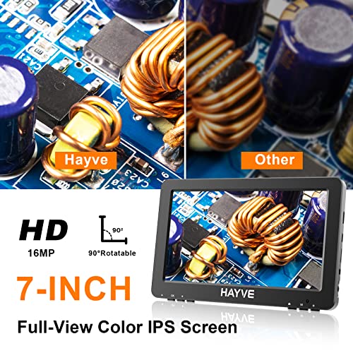 Hayve 7'' HDMI Digital Microscope,1200X Coin Microscope with IPS Screen, 16MP Soldering Microscope with Lights, 8.5'' Long Stand, View Entire Coin, Compatible with PC/TV, 32GB Card