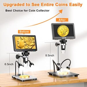 Hayve 7'' HDMI Digital Microscope,1200X Coin Microscope with IPS Screen, 16MP Soldering Microscope with Lights, 8.5'' Long Stand, View Entire Coin, Compatible with PC/TV, 32GB Card