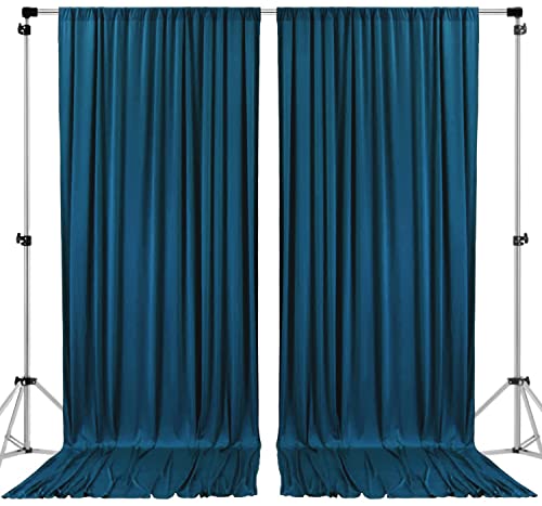 AK TRADING CO. 10 feet x 8 feet Polyester Backdrop Drapes Curtains Panels with Rod Pockets - Wedding Ceremony Party Home Window Decorations - Dark Teal (DRAPE5X8-DKTEAL-2PACK)