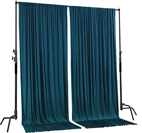 AK TRADING CO. 10 feet x 8 feet Polyester Backdrop Drapes Curtains Panels with Rod Pockets - Wedding Ceremony Party Home Window Decorations - Dark Teal (DRAPE5X8-DKTEAL-2PACK)