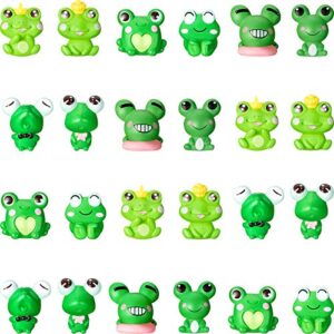 willbond cute frog miniature figurines mini garden frog ornaments animals model fairy garden miniature moss landscape diy craft for home party decoration supplies (24 pieces)