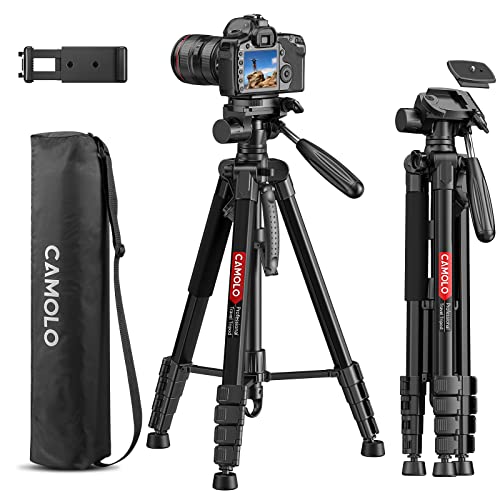 Camera Tripod 74" Tripod for Camera Cell Phone Video Photography, Heavy Duty Tripod, Professional Travel DSLR Tripods Compatible with Cameras, Phones, Projector, Ring Light, Spotting Scopes