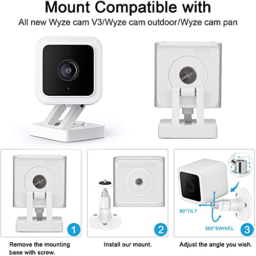 Wyze Cam V3 Mount, ALLICAVER 360 Degree Adjustable Wall Mount Bracket for All-New Wyze Cam V3 1080p HD Indoor/Outdoor Video Camera. (2-Pack, White)