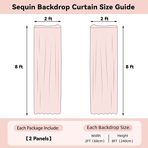 Sugargirl Rose Gold Sequin Backdrop Curtain 2 Panels 2FTx8FT Glitter Rose Gold Background Drapes Sparkle Photography Backdrop for Party Wedding Birthday Wall Decoration