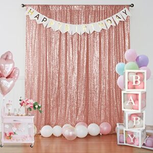 Sugargirl Rose Gold Sequin Backdrop Curtain 2 Panels 2FTx8FT Glitter Rose Gold Background Drapes Sparkle Photography Backdrop for Party Wedding Birthday Wall Decoration