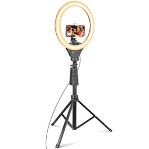 ubeesize 12’’ ring light with tripod, selfie ring light with 62’’ tripod stand, light ring for video recording＆live streaming(youtube, instagram, tik tok), compatible with phones, cameras and webcams