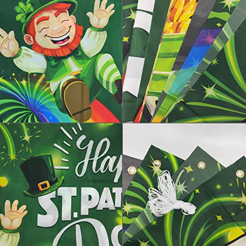 JKQ Happy St. Patrick's Day Backdrop Banner 71 x 43 Inch Large Size Saint Patrick's Day Background Banner Shamrock St. Patty's Day Party Decorations Irish Lucky Day Indoor Outdoor Photo Booth Props