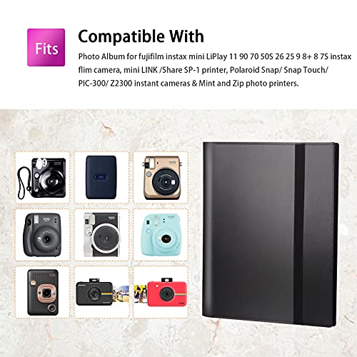 432 Pockets Photo Album for Fujifilm Instax Mini Camera, Polaroid Snap PIC-300 Z2300 Instant Camera, 2x3 Photo Album Book for Fujifilm Instax Mini 11 12 9 Evo 90 70 40 8 7 LiPlay Instant Camera(Black)