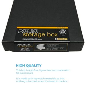 Lineco Archival Folio Storage Box. Metal Edge Archival Boxboard, Clamshell Lid. 9.5 x 12.5 x 1.75 inches.