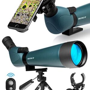 CREATIVE XP Spotting Scopes - 20x60 80mm HD Spotter Scope for Hunting, Target Shooting, Bird Watching, Astronomy - IP67 Waterproof Spotting Scope w/Photo Clicker, Tripod & Phone Adapter, Green