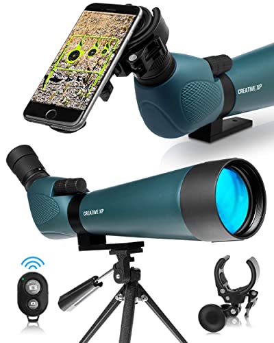 CREATIVE XP Spotting Scopes - 20x60 80mm HD Spotter Scope for Hunting, Target Shooting, Bird Watching, Astronomy - IP67 Waterproof Spotting Scope w/Photo Clicker, Tripod & Phone Adapter, Green