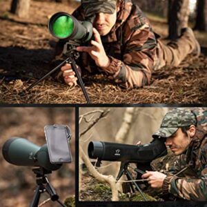 CREATIVE XP Spotting Scopes - 20x60 80mm HD Spotter Scope for Hunting, Target Shooting, Bird Watching, Astronomy - IP67 Waterproof Spotting Scope w/Photo Clicker, Tripod & Phone Adapter, Green