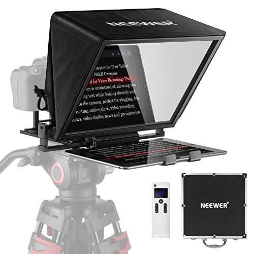 NEEWER Teleprompter X14 with RT-110 Remote & APP Control (Bluetooth Connection via NEEWER Teleprompter App), Portable No Assembly Compatible with iPad Android Tablet, Smartphone, DSLR Camera