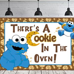 Baby Cookie Monster Backdrop for Gender Reveal Party Supplies 5x3ft There's a Cookie in The Oven Banner for Street Baby Shower Party Decorations