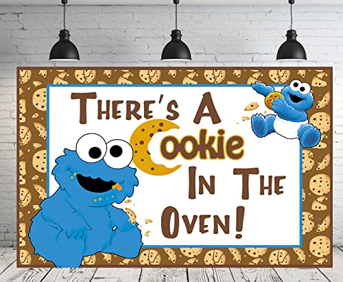 Baby Cookie Monster Backdrop for Gender Reveal Party Supplies 5x3ft There's a Cookie in The Oven Banner for Street Baby Shower Party Decorations