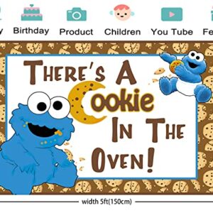 Baby Cookie Monster Backdrop for Gender Reveal Party Supplies 5x3ft There's a Cookie in The Oven Banner for Street Baby Shower Party Decorations