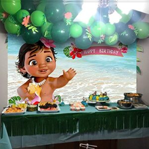 RUINI Polyester Baby Moana Backdrop Summer Sea Blue Water Photography Backdrop Baby Shower Party Table Decoration 7x5FT