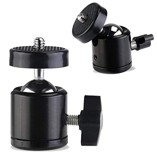 Universal 1/4" Swivel Mini Ball Head Screw Tripod Mount（2 Pack）, AOQIYUE 360 Degree Rotating Mount Base Adapter for DSLR Cameras HTC Vive Tripods Monopods Camcorder Light Stand