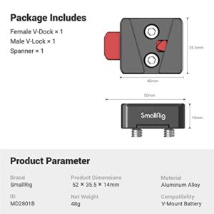 SmallRig Mini V-Lock Assembly Kit, V Mount Battery Plate, Quick Release Set with 1/4"-20 Threaded Holes - MD2801B