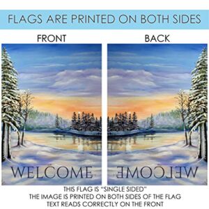 Toland Home Garden 12x18 Inch Double Sided Garden Flag Winter Flag, Winter River Welcome Winter Garden Flag House Flag For Outdoor Yard Decoration