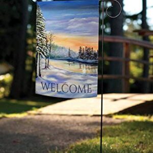 Toland Home Garden 12x18 Inch Double Sided Garden Flag Winter Flag, Winter River Welcome Winter Garden Flag House Flag For Outdoor Yard Decoration