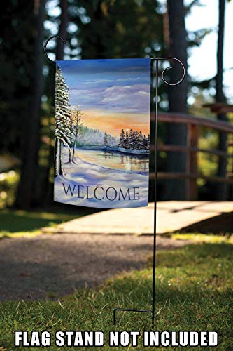 Toland Home Garden 12x18 Inch Double Sided Garden Flag Winter Flag, Winter River Welcome Winter Garden Flag House Flag For Outdoor Yard Decoration