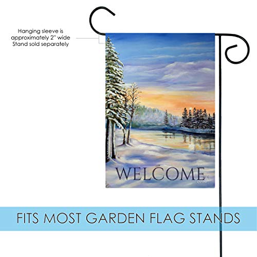 Toland Home Garden 12x18 Inch Double Sided Garden Flag Winter Flag, Winter River Welcome Winter Garden Flag House Flag For Outdoor Yard Decoration