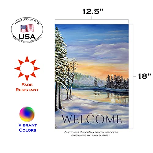 Toland Home Garden 12x18 Inch Double Sided Garden Flag Winter Flag, Winter River Welcome Winter Garden Flag House Flag For Outdoor Yard Decoration