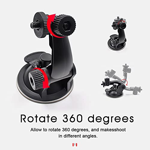 STARTRC Action 3 Suction Cup Mount,Full 360 Rotation Car Mount for DJI Action 3/Insta360 X3/Pocket 2/Action 2 Camera Accessories