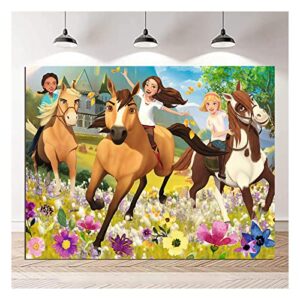 spirit riding party boys or girl birthday party photo backdrops spirit horse theme photography backdrops 5x3ft dessert cake table decor supplies kids studio video shooting props