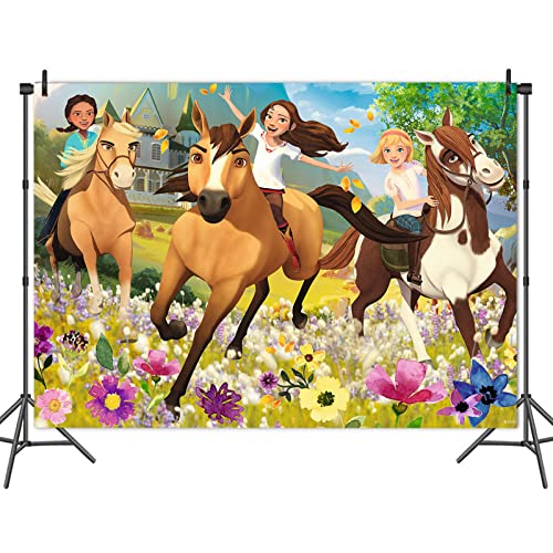 Spirit Riding Party Boys or Girl Birthday Party Photo Backdrops Spirit Horse Theme Photography Backdrops 5x3ft Dessert Cake Table Decor Supplies Kids Studio Video Shooting Props