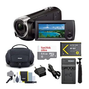 sony hd video recording hdrcx405 hdr-cx405/b handycam camcorder (black) + 64gb premium bundle