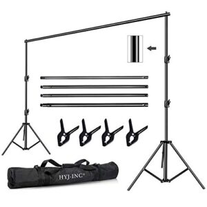 hyj-inc 12ft x 10ft photo video studio heavy duty adjustable photography muslin backdrop stand background support system kit with carry bag 4 spring clamps