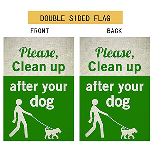 Chengxun Please Clean Up After Your Pet Flag No Pooping Yard Sign Dog Poop Garden Flag Lawn Decoration Fabric Sign