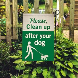 Chengxun Please Clean Up After Your Pet Flag No Pooping Yard Sign Dog Poop Garden Flag Lawn Decoration Fabric Sign