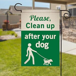 Chengxun Please Clean Up After Your Pet Flag No Pooping Yard Sign Dog Poop Garden Flag Lawn Decoration Fabric Sign