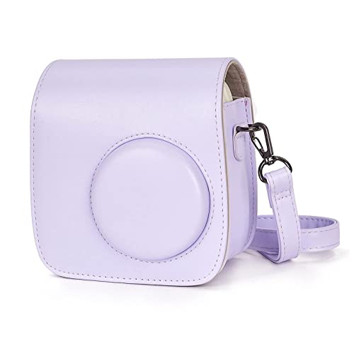 Phetium Protective Case Compatible with Instax Mini 7+ 7s 7c Instant Film Camera / Polaroid PIC-300, Premium Vegan Leather Bag Cover with Removable Strap (Purple)