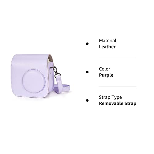 Phetium Protective Case Compatible with Instax Mini 7+ 7s 7c Instant Film Camera / Polaroid PIC-300, Premium Vegan Leather Bag Cover with Removable Strap (Purple)