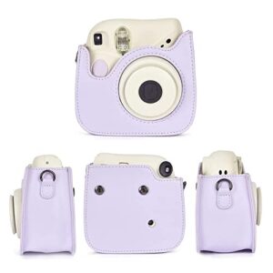 Phetium Protective Case Compatible with Instax Mini 7+ 7s 7c Instant Film Camera / Polaroid PIC-300, Premium Vegan Leather Bag Cover with Removable Strap (Purple)