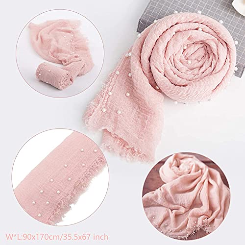 SPOKKI 2 PCS Baby Props Photography Wrap Kit, Newborn Photography Props, Handmade Pearl Wrap Blanket for Baby Photo Props with Pearl Headband, 35.5 X 67 inch Newborn Outfits for Photography (Pink)