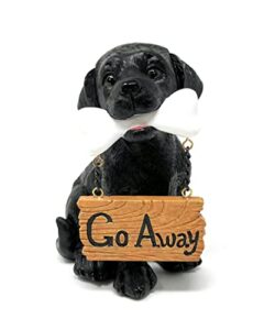 nature’s mark black labrador retriever dog puppy statue with welcome sign resin garden statue decor 6.7″ h