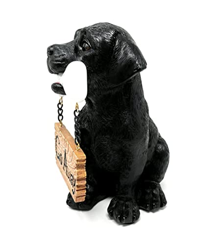 Nature's Mark Black Labrador Retriever Dog Puppy Statue with Welcome Sign Resin Garden Statue Decor 6.7" H