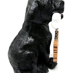 Nature's Mark Black Labrador Retriever Dog Puppy Statue with Welcome Sign Resin Garden Statue Decor 6.7" H