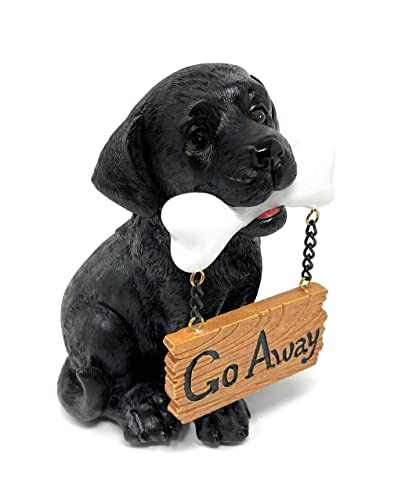 Nature's Mark Black Labrador Retriever Dog Puppy Statue with Welcome Sign Resin Garden Statue Decor 6.7" H