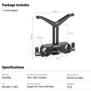 SmallRig 15mm Long Lens Support, 53.5mm Height Adjustable Lens Bracket for DSLR Camera Shoulder Rig - BSL2681