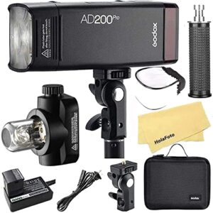 godox ad200 pro ad200pro flash for sony canon nikon fujifilm fuji olympus cameras,ttl 2.4g hss 1/8000s,2900mah battery,500 full power flashes,0.01-1.8s recycling,bare bulb/speedlite fresnel flash head