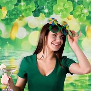 3x5ft Happy St. Patrick's Day Backdrop Shiny Spring Green Clovers Backdrop for Photography Green Shamrock Photo Background for St Patrick’s Day Decoration for Children Adult Festival Celebration Party