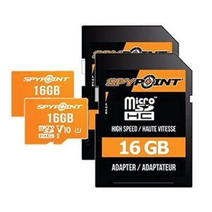 spypoint 16gb micro sd card with sd card adapter, sdhc class10 memory card for trail cameras (pack of 2)