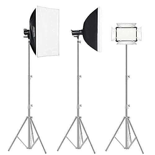 Stainless Steel Heavy Duty Light Stand Photography Studio Video Lighting Stands, Spring Cushioned Heavy Duty Tripod Stand, 9.5ft/2.8m, 2 Packs Professional Photography Studio Stands