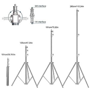 Stainless Steel Heavy Duty Light Stand Photography Studio Video Lighting Stands, Spring Cushioned Heavy Duty Tripod Stand, 9.5ft/2.8m, 2 Packs Professional Photography Studio Stands